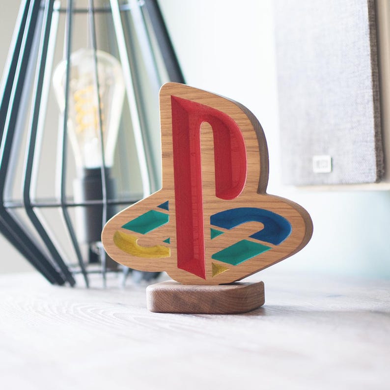 Wooden Playstation Stand With Cutout Effect Original Color Retro Ps ...