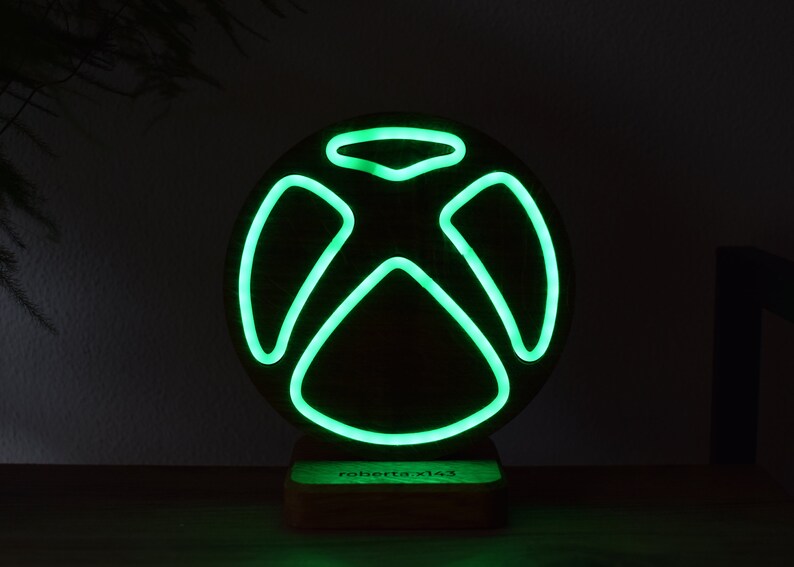 Wooden Xbox Neon Sign / Led Neon Sign Symbol / Wooden RGB Green Light ...