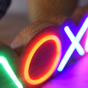 Wooden Horizontal Playstation Neon Sign / Led Neon Sign Ps Symbols ...