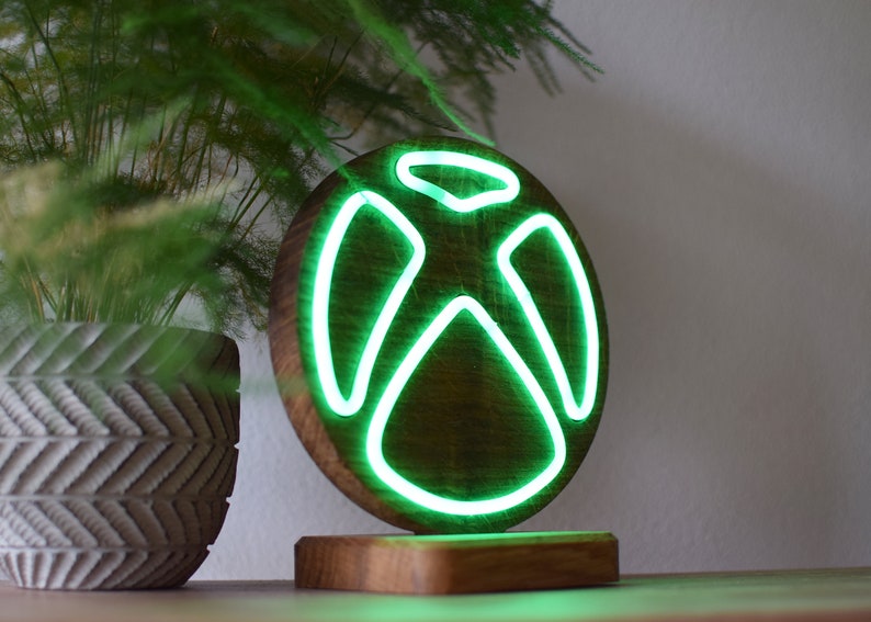 Wooden Xbox Neon Sign / Led Neon Sign Symbol / Wooden RGB Green Light ...