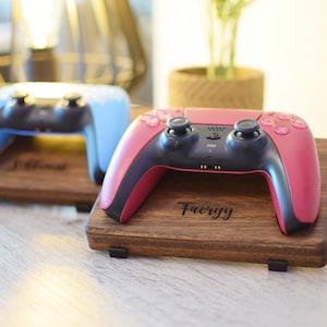 PS5 Dualsense Wooden Controller Carved Display Stand Holder Oak Walnut ...