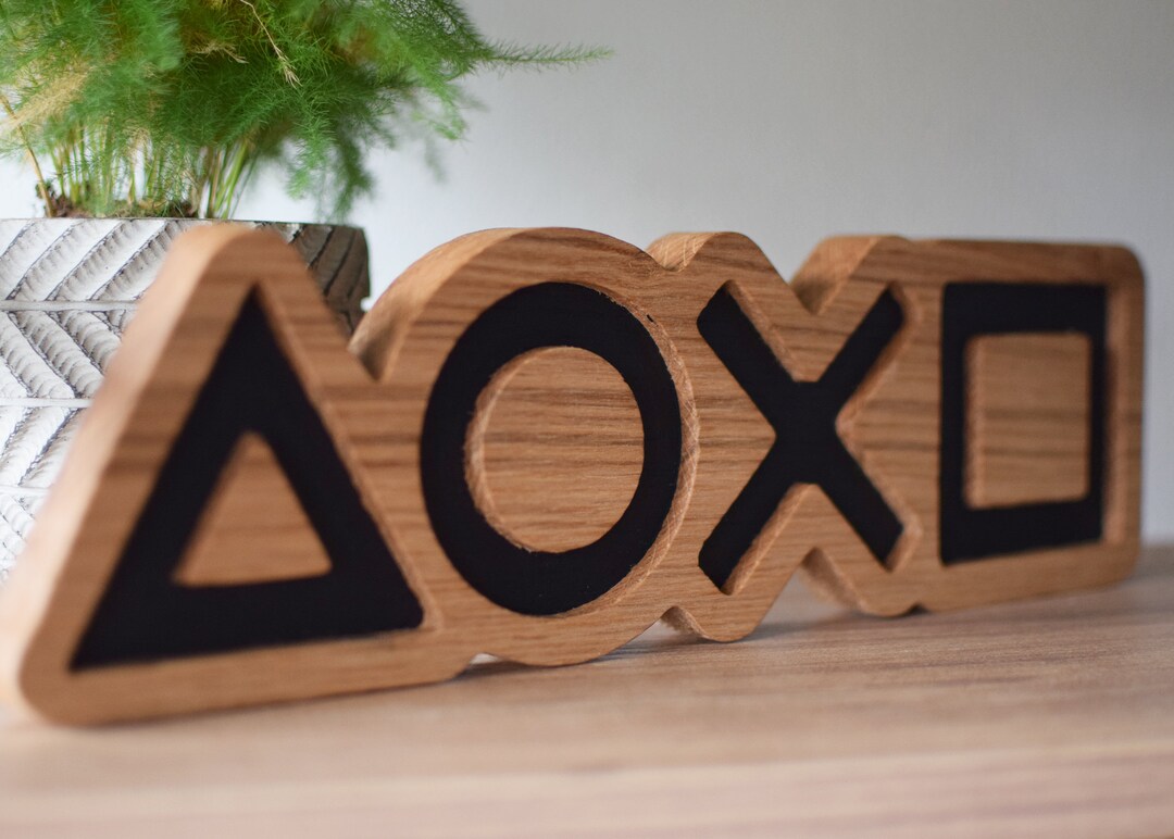 Wooden Playstation Symbols Ps5 Merchandise Oak Gaming - Etsy