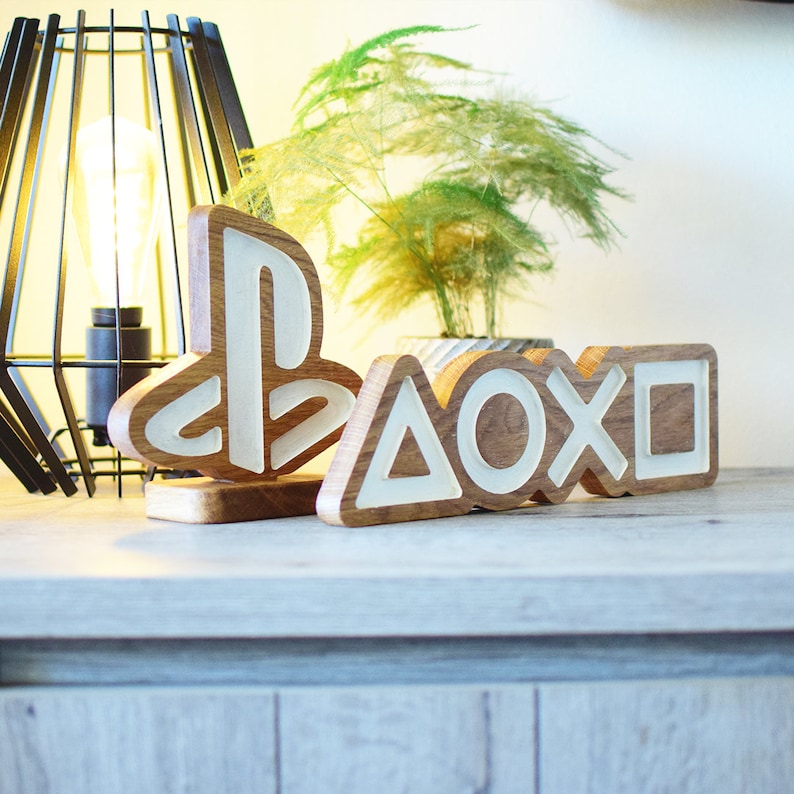 Wooden Playstation Stand With Cutout Effect Ps Logo Sign Ps5 Ps4 Gaming ...