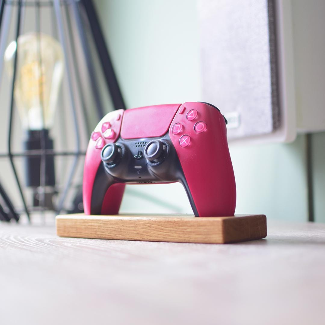 PS5 Dualsense Wooden Controller Carved Vertical Stand Holder Oak Walnut ...
