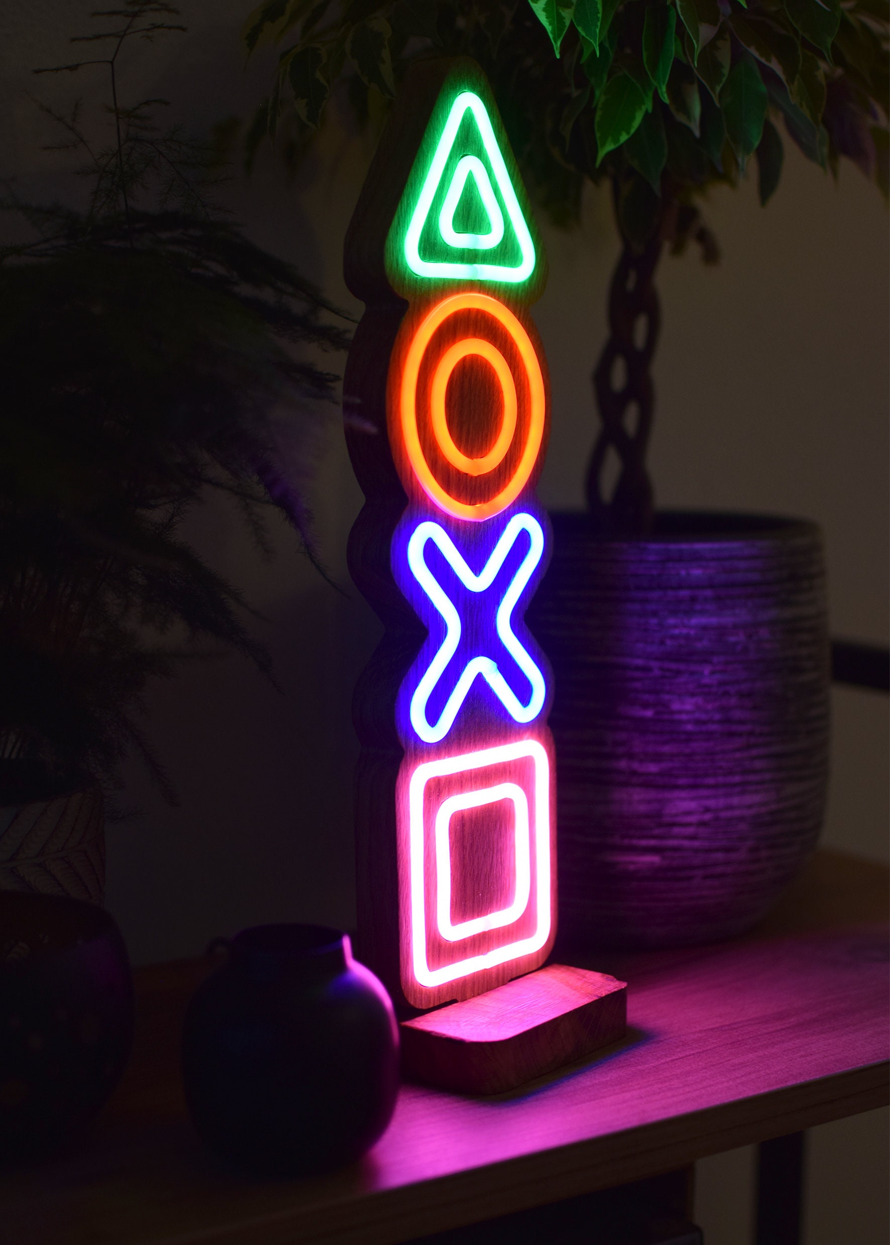 Wooden Playstation Neon Sign / Led Neon Sign Ps Symbols / - Etsy