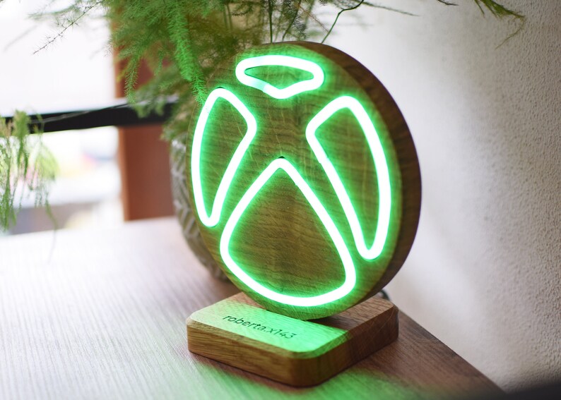 Wooden Xbox Neon Sign / Led Neon Sign Symbol / Wooden RGB Green Light ...