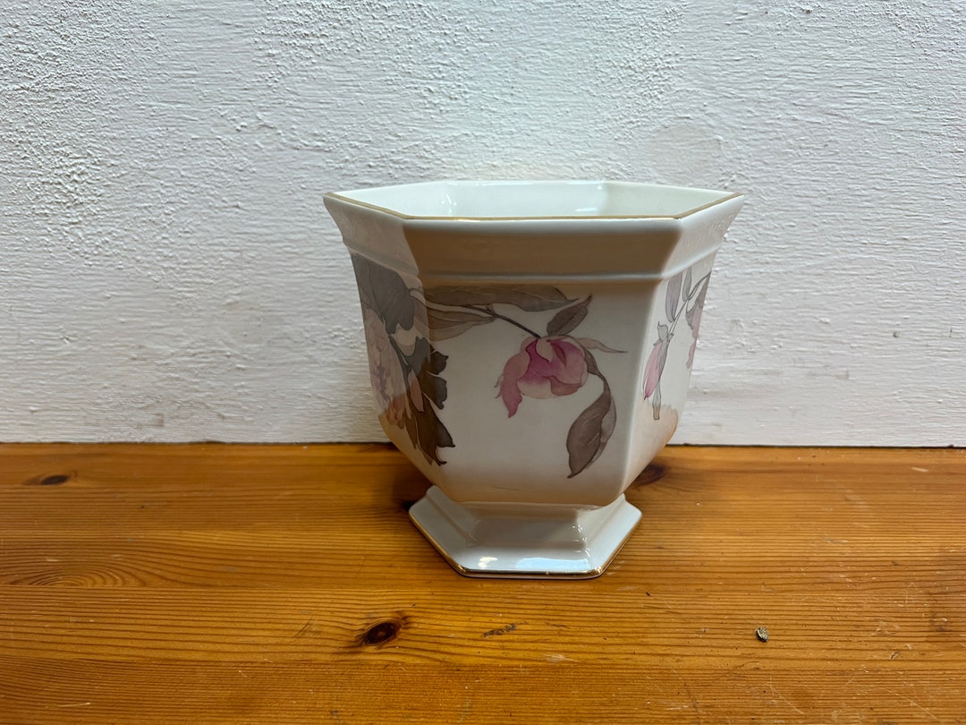 Vintage Royal Winton Pink Flower Pattern Plant Pot With Gold - Etsy