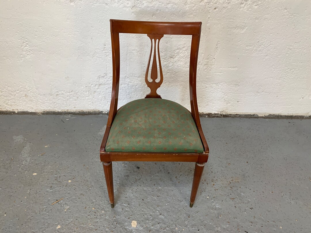 Vintage Mahogany Wooden Curved Back Dining Chair With Fabric - Etsy