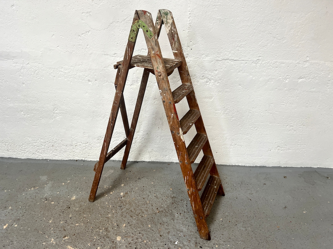 Vintage Wooden A Frame 6 Rung Ladder - Etsy
