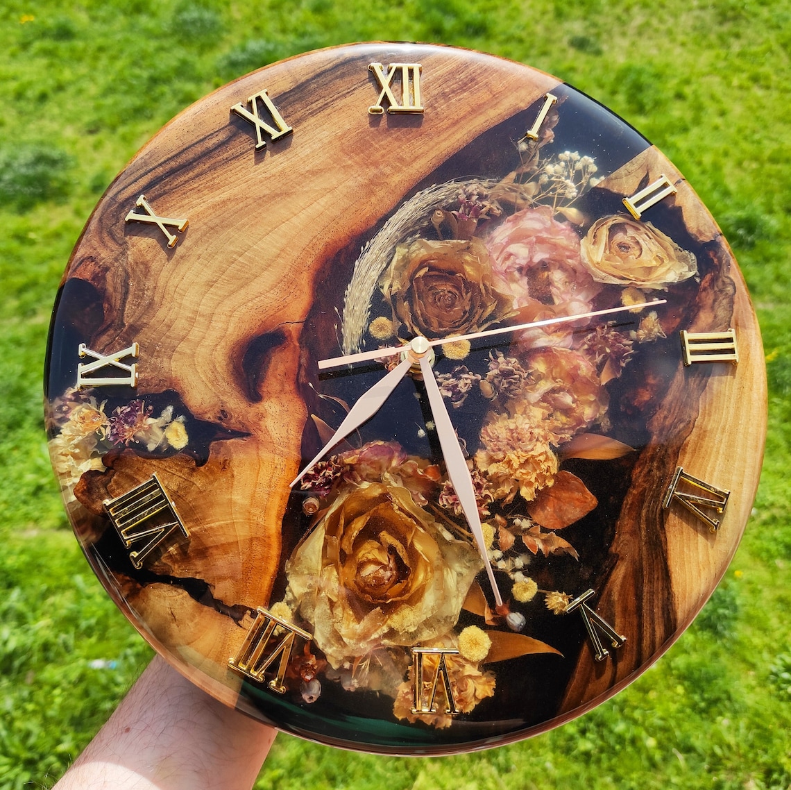Epoxy Wood Wall Clock, Colorful Wall Art, Resin Wall Clock, Resin Wall ...
