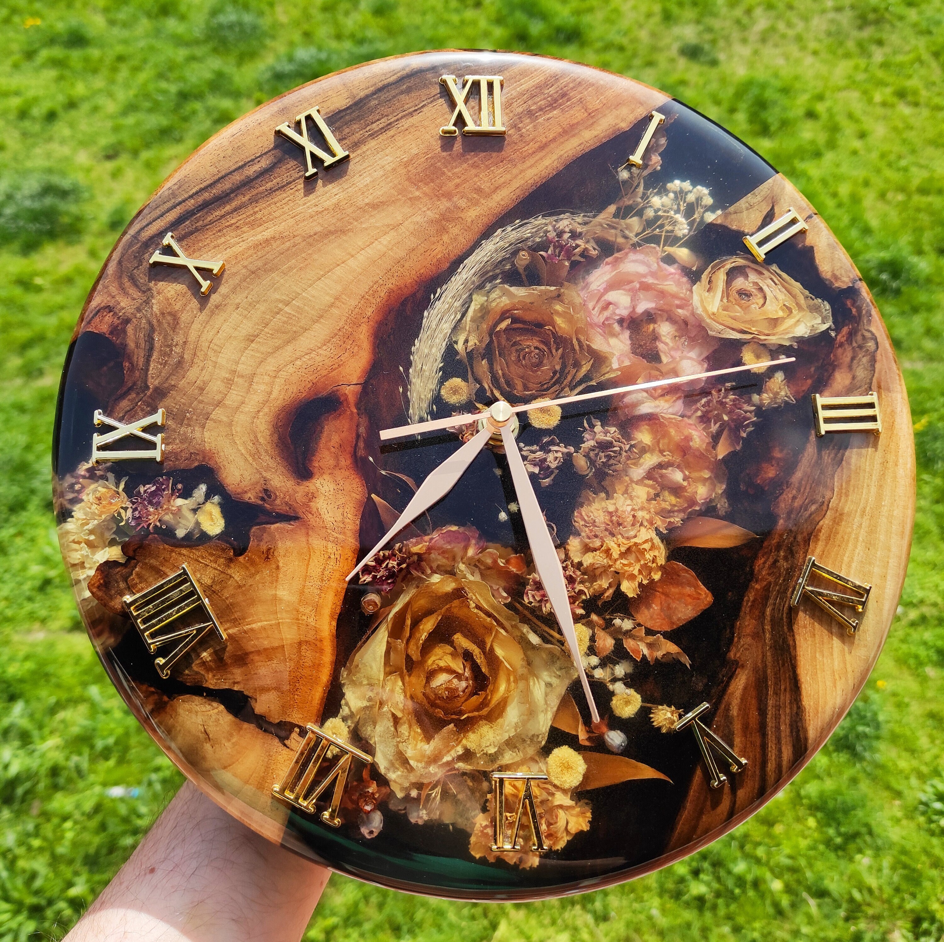 Epoxy Wood Wall Clock, Colorful Wall Art, Resin Wall Clock, Resin Wall ...