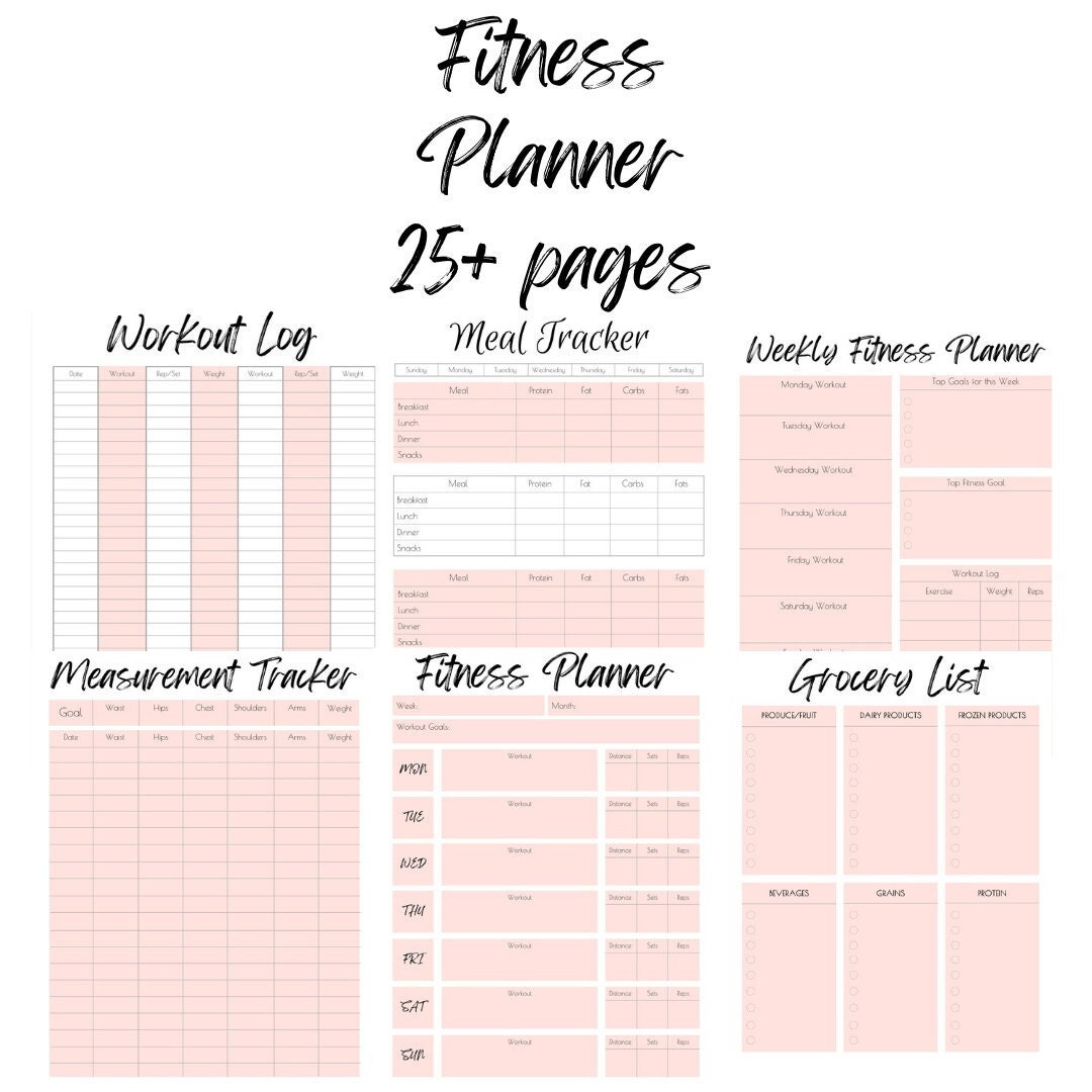Fitness Planner Meal Plan Workout Log Workout Planner - Etsy