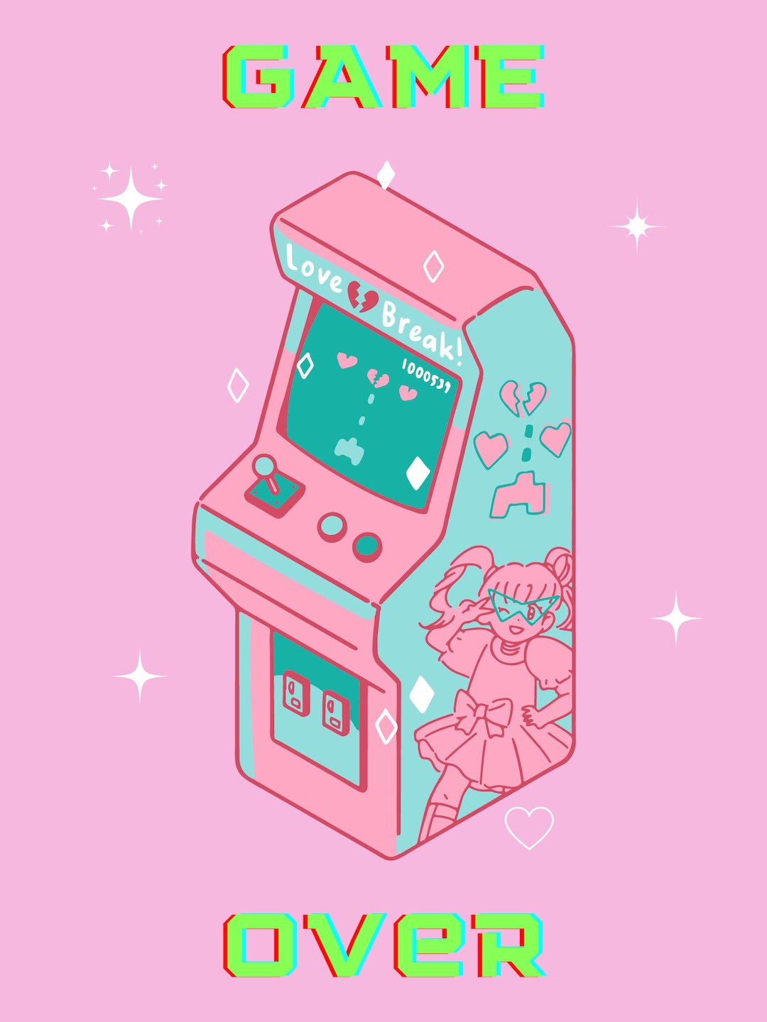 Gamer Print Girly Gamer Print Gallery Print Colorful Girly Arcade Print ...