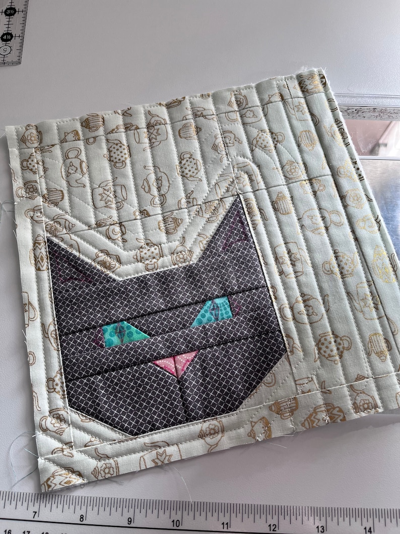 Mischievous Cat Face Quilt Block Pattern - Etsy