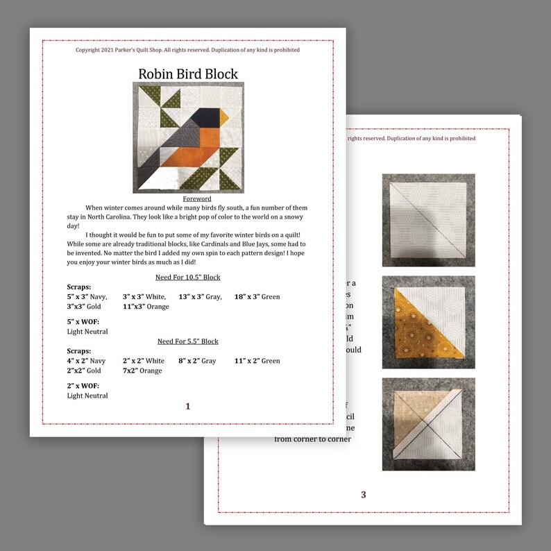 Robin Song Bird Quilt Block - Etsy