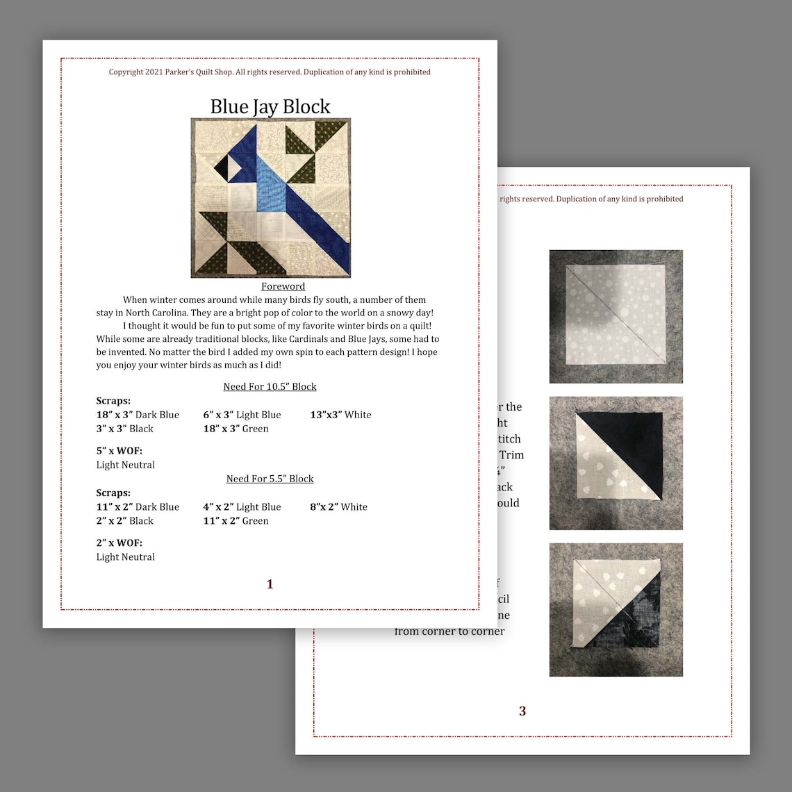 Blue Jay Song Bird Quilt Block PDF PATTERN | Etsy