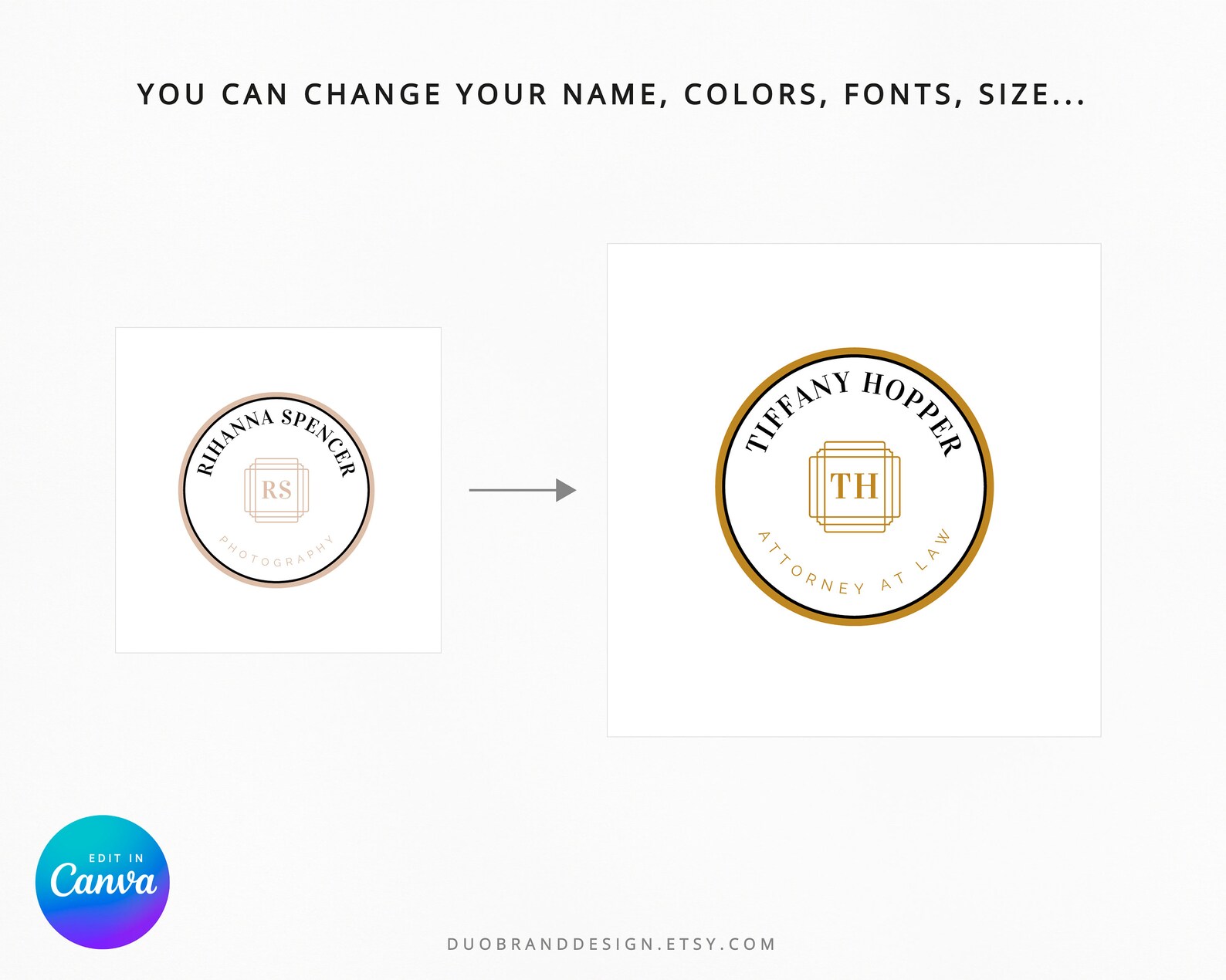 Editable Canva Logo Template - Digital Download - Circular Logo ...