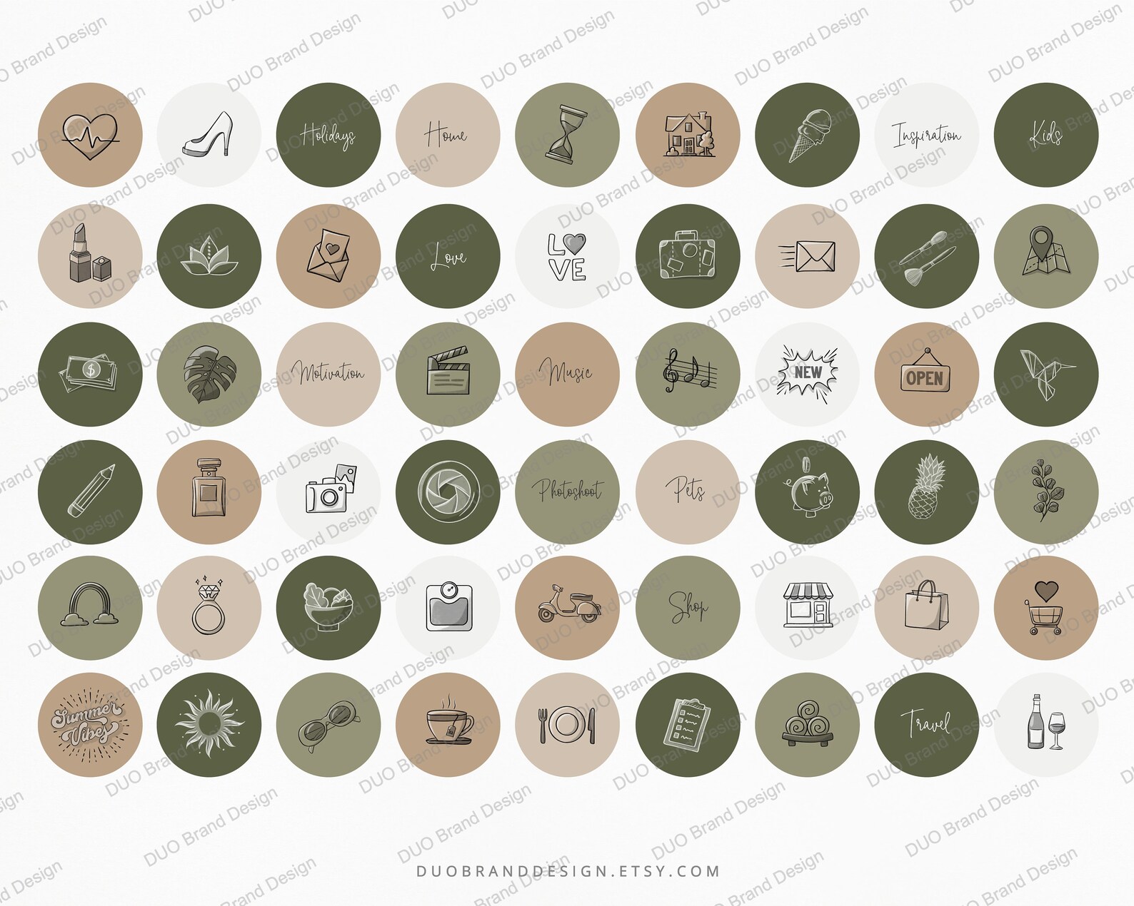 650 Hand-drawn Lifestyle IG Highlight Covers in Earth Tones ...