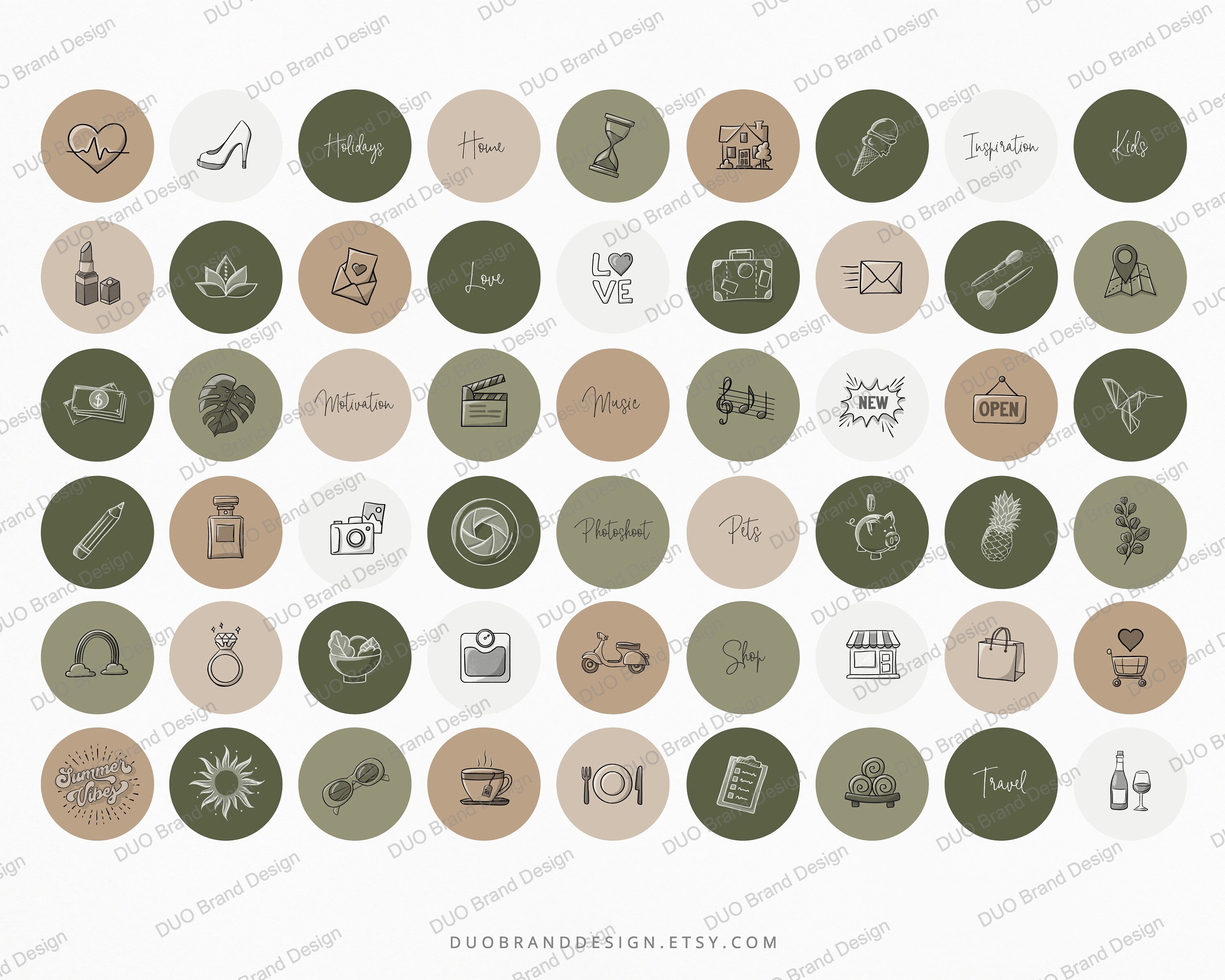 650 Hand-drawn Lifestyle IG Highlight Covers in Earth Tones ...