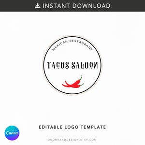 Editable Restaurant Logo Template – Circular Spicy Design (canva ...