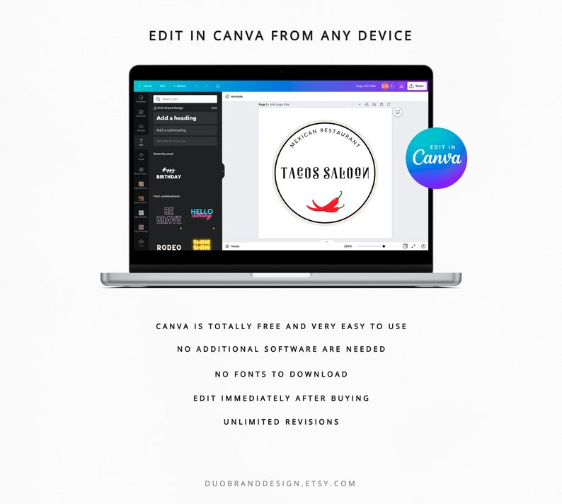 Editable Restaurant Logo Template – Circular Spicy Design (canva ...