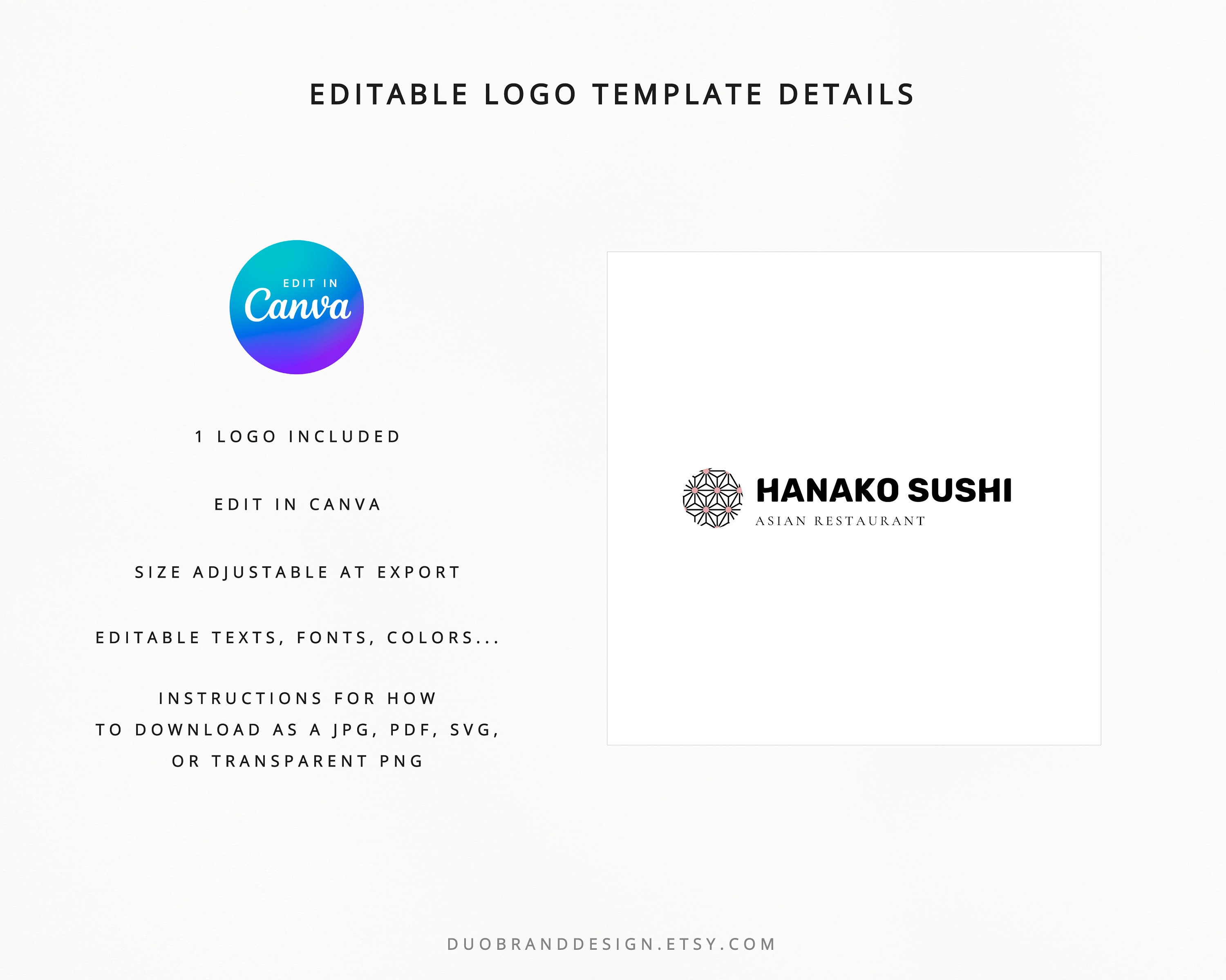 Editable Canva Logo Template - Digital Download - Japan Logo ...