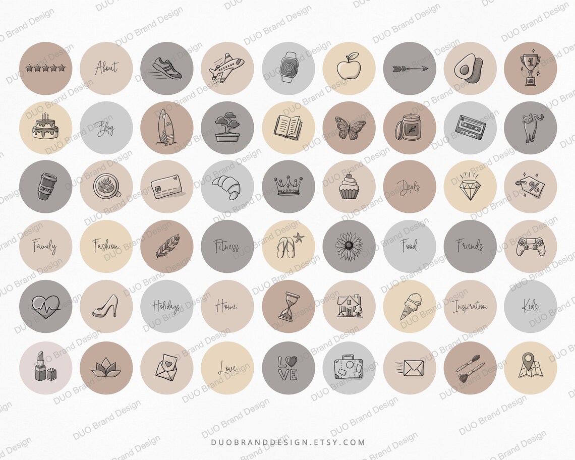 650 Warm Neutral IG Highlight Covers, Minimalist Instagram Covers ...