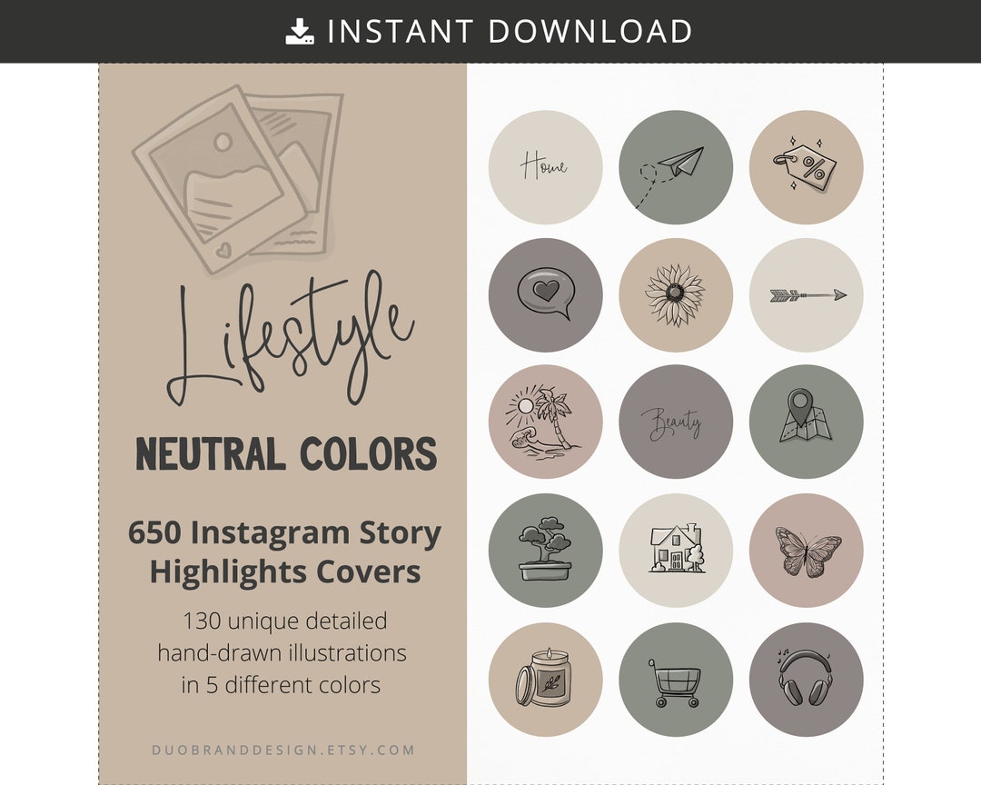 650 Hand-drawn Neutral Instagram Highlight Covers (digital Download) - Etsy