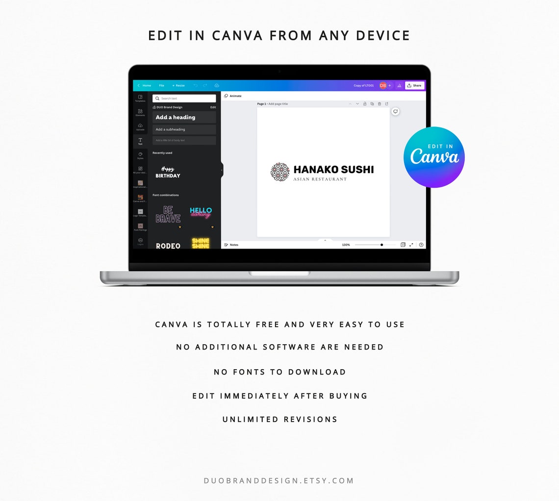 Editable Canva Logo Template - Digital Download - Japan Logo ...