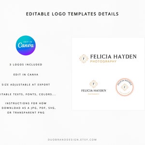 Editable Canva Logo Template - Digital Download - Feminine Logo ...