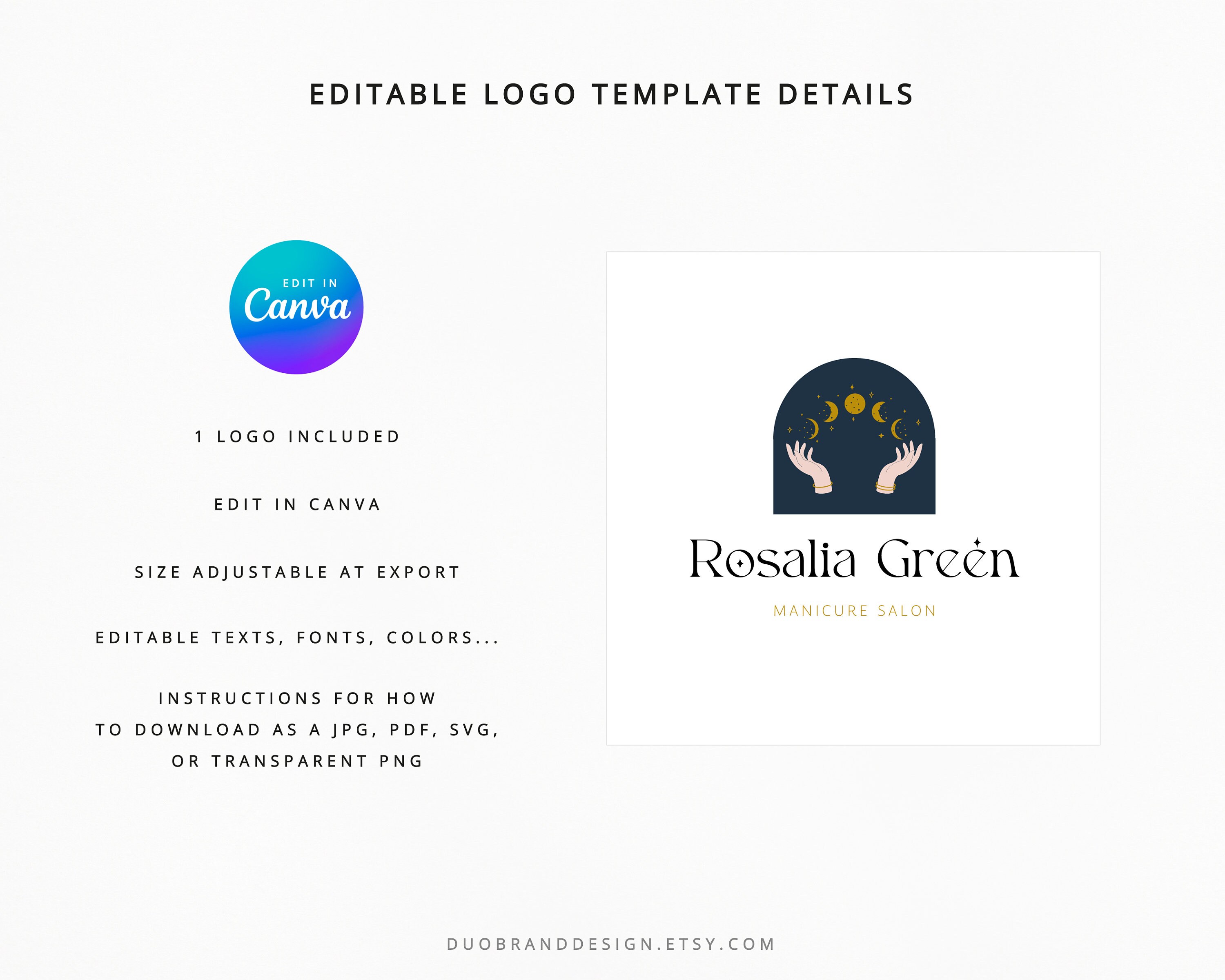 Editable Canva Logo Template - Digital Download - Feminine Logo ...