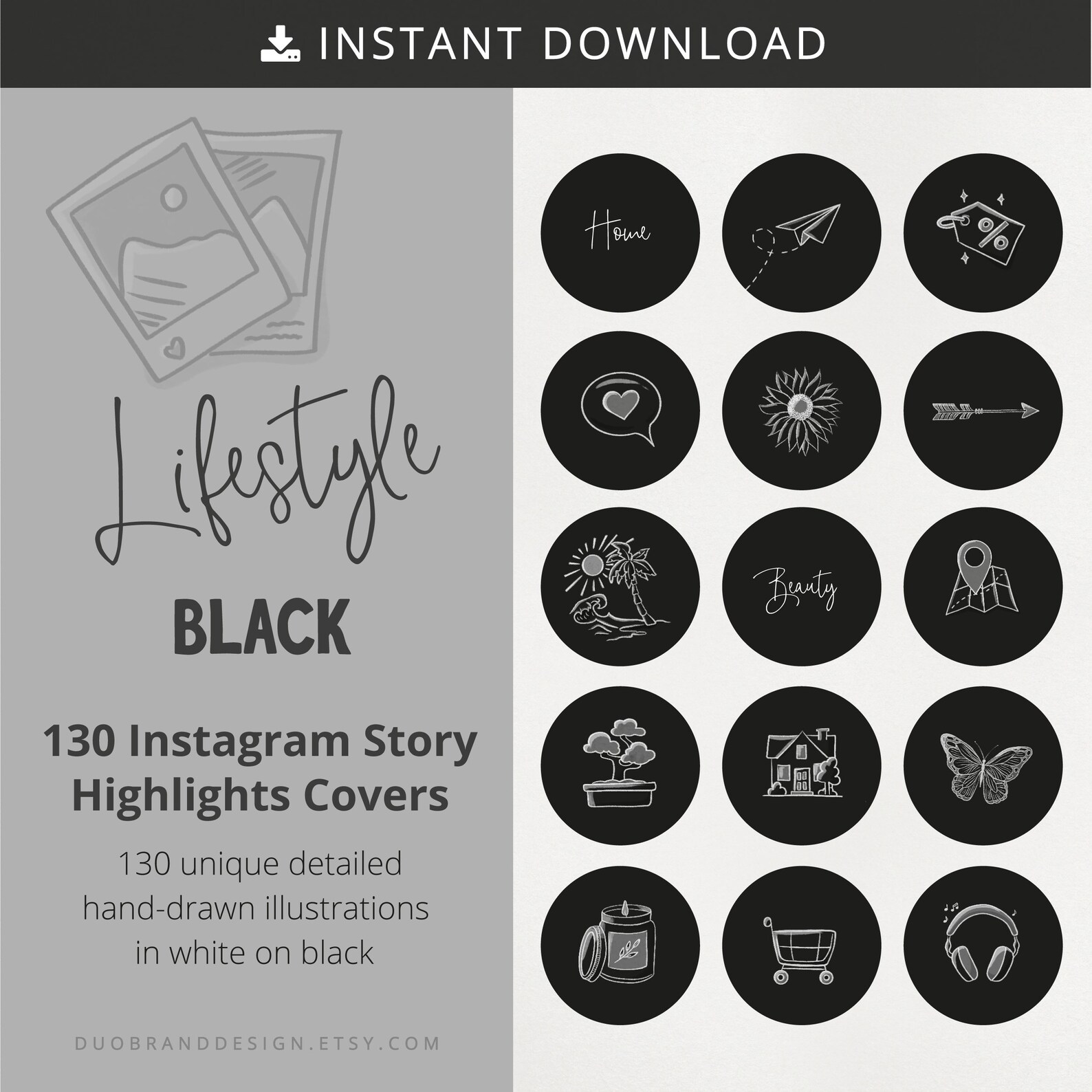 130 Black IG Highlight Covers, Minimalist Instagram Covers, Lifestyle ...