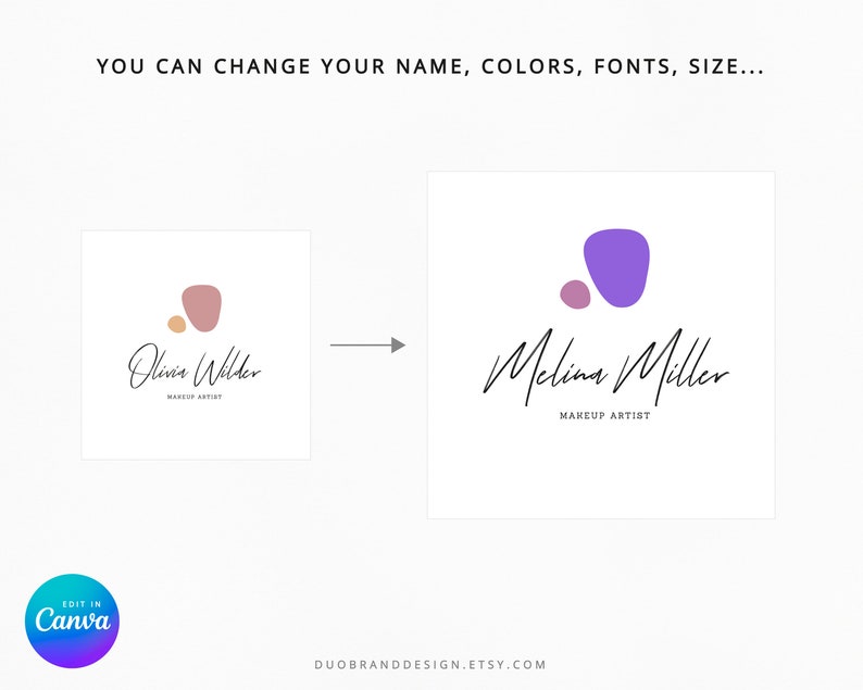 Editable Canva Logo Template Digital Download Feminine Logo Photography ...