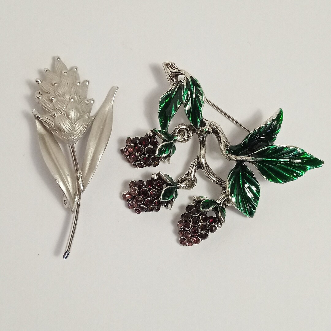 Charles Reis CR Co Matte Sterling Silver Flower Designer Brooch 2 ...