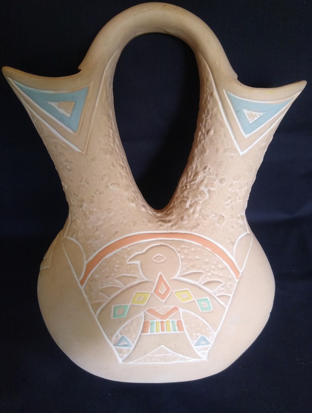 Native American Pottery Phoenix Bird of Fire Double Flute Indian Vase ...