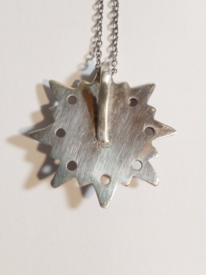 Vintage Sterling Silver 925 Smiley Sunchine Pendant Necklace Sunchine W/dangling Stars Pierced ...