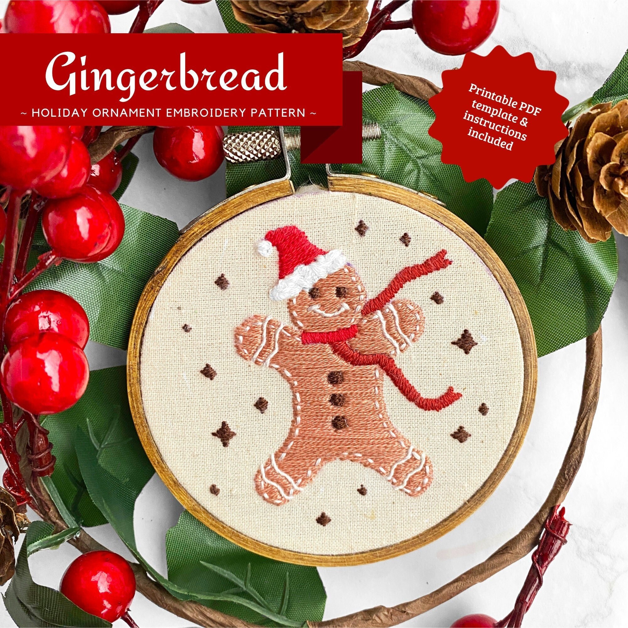 GINGERBREAD | Pdf Embroidery Pattern, Christmas Embroidery, Holiday ...