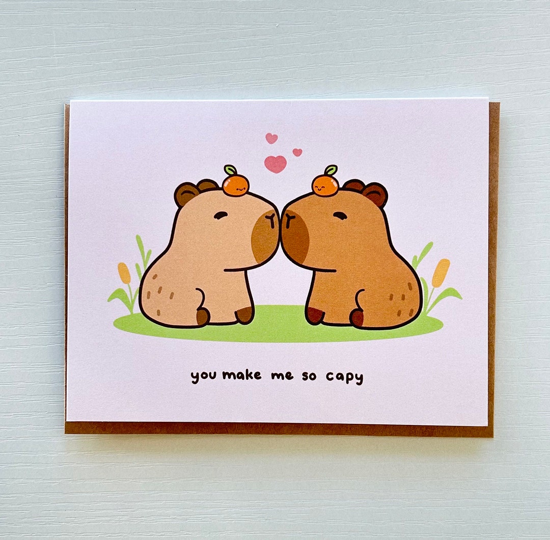 Cute Capybara Valentines Greeting Card, Love Friendship Anniversary ...