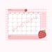 Cute Strawberry Printable Calendar Digital Calendar - Etsy