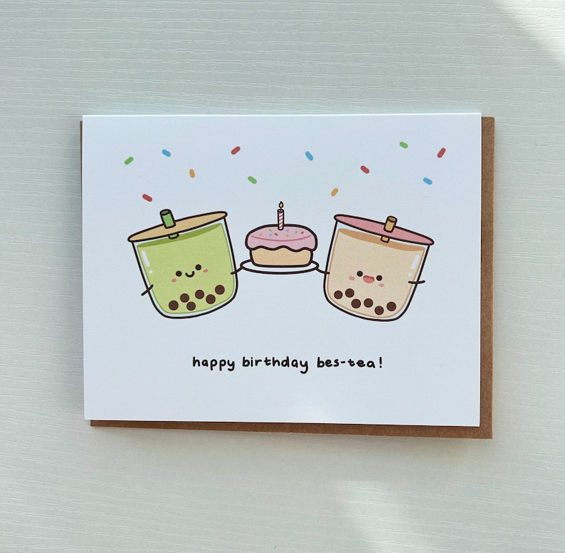 Cute Bubble Tea Boba Birthday Greeting Card, Love Friendship Holiday Card Gift, Punny Funny Tea ...