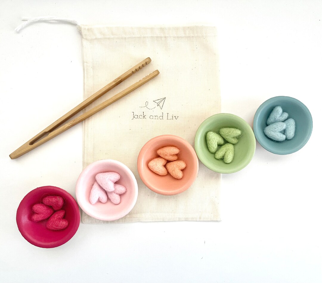 Felt Heart Sorting Toy | Montessori Valentine | Montessori Coloring ...