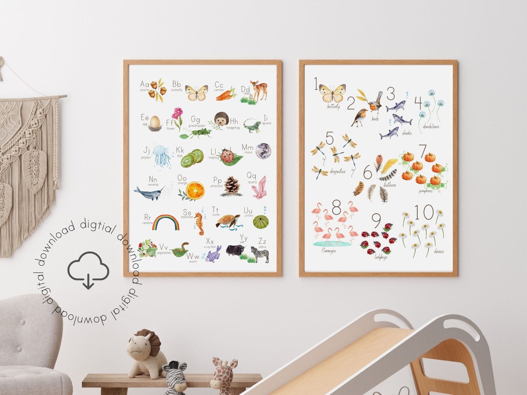 Alphabet and Numbers Poster | Nature Print - Etsy