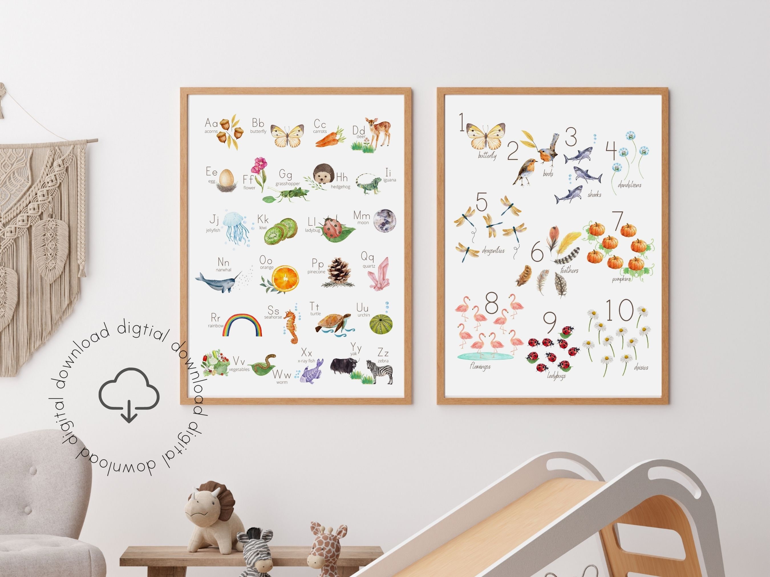 Alphabet and Numbers Nature Poster - Etsy