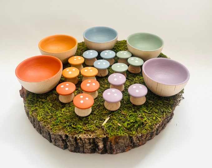 Mushroom Sorting Toy | Wooden Montessori Toy | Montessori Toddler ...