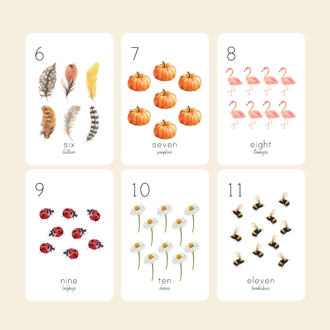 Nature Themed Number Cards | Counting Flashcards | Homeschool Nature ...