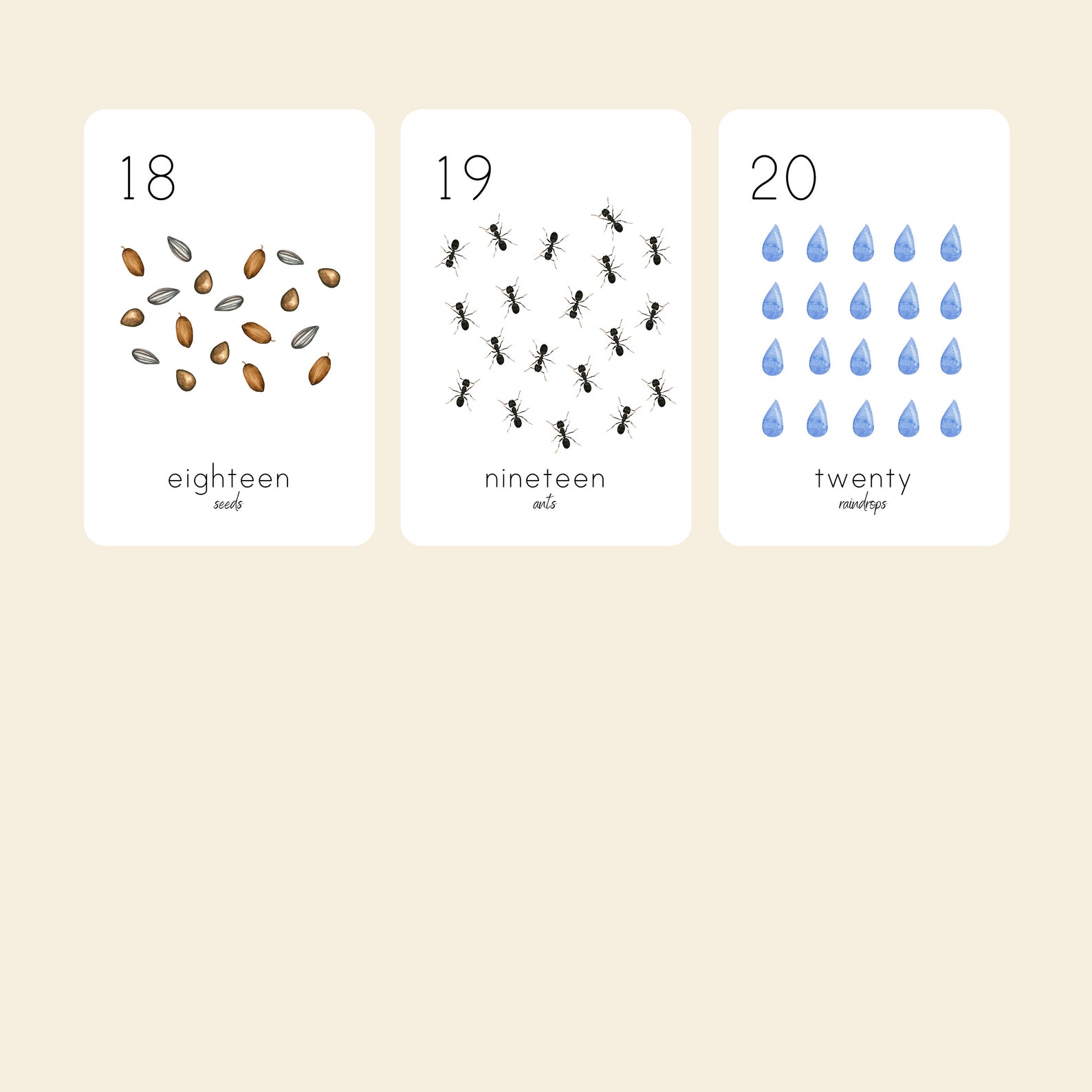 Nature Themed Number Cards | Counting Flashcards | Homeschool Nature ...