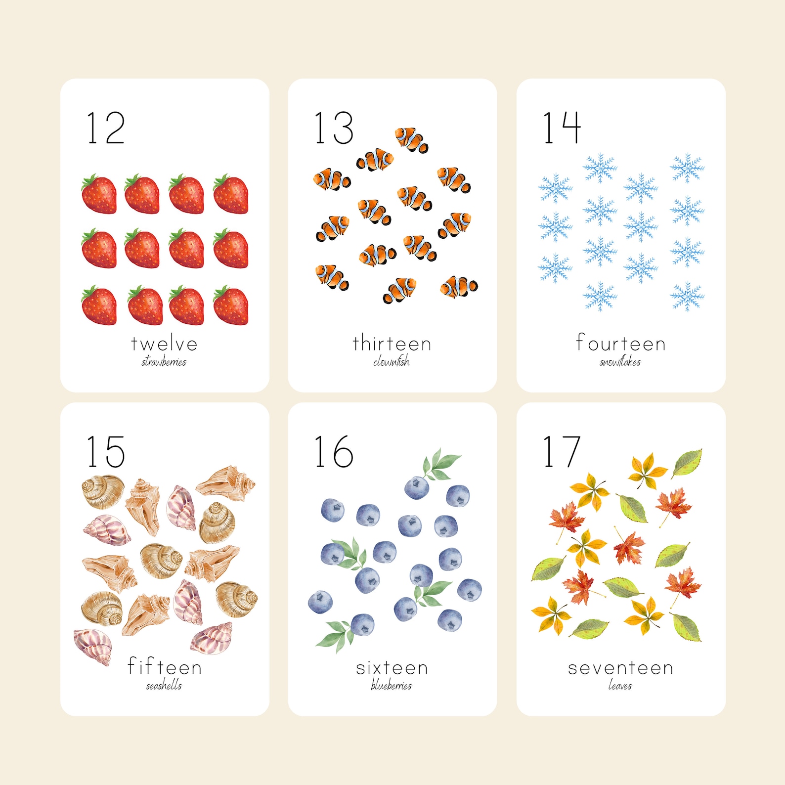 Nature Themed Number Cards | Counting Flashcards | Homeschool Nature ...