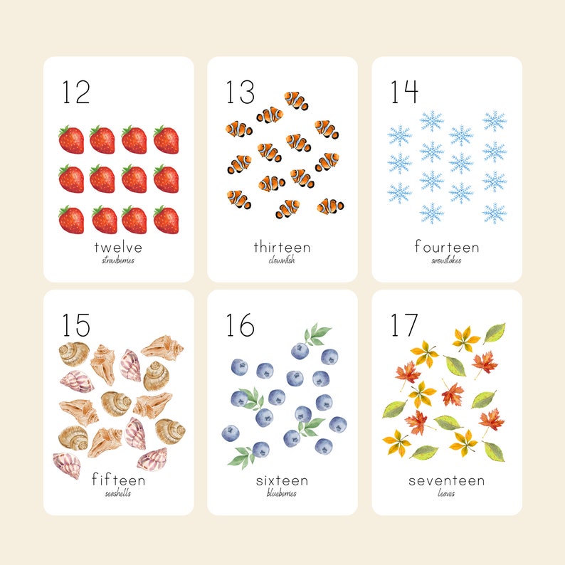 Nature Themed Number Cards | Counting Flashcards | Homeschool Nature ...
