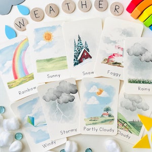 Weather Flashcards | Watercolor Weather Flashcards | Printable ...