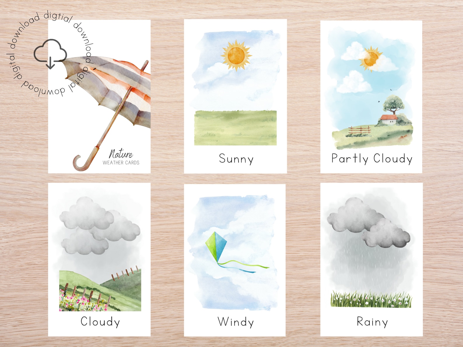 Weather Flashcards Homeschool Weather Study Printable Montessori Flash ...